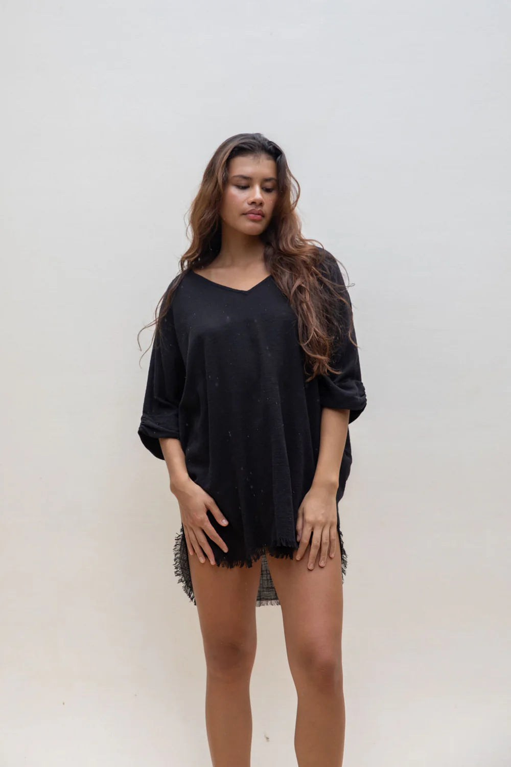 Elna Mini Caftan l Black — Shipwrecked Kauai